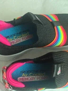 Skechers | Shoes | Skechers Black Kids Slipon Sneakers With Neon ...
